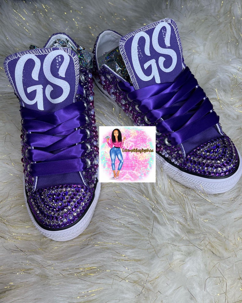 WOMEN Monogrammed Purple Bling Converse All Star Chuck Taylor - Etsy
