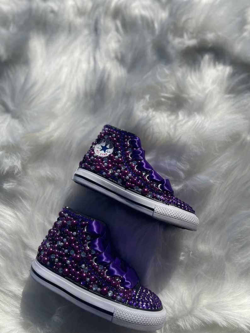 Customized Purple Bling High Top Converse-girls & Women | Etsy