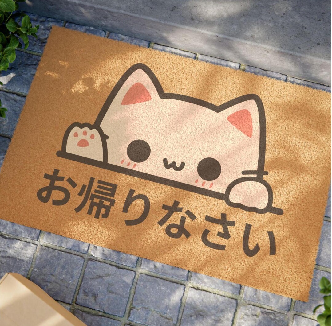 Japanese Doormat, Kitty Cat Doormat, Home Front Door Welcome Mat, Cute ...