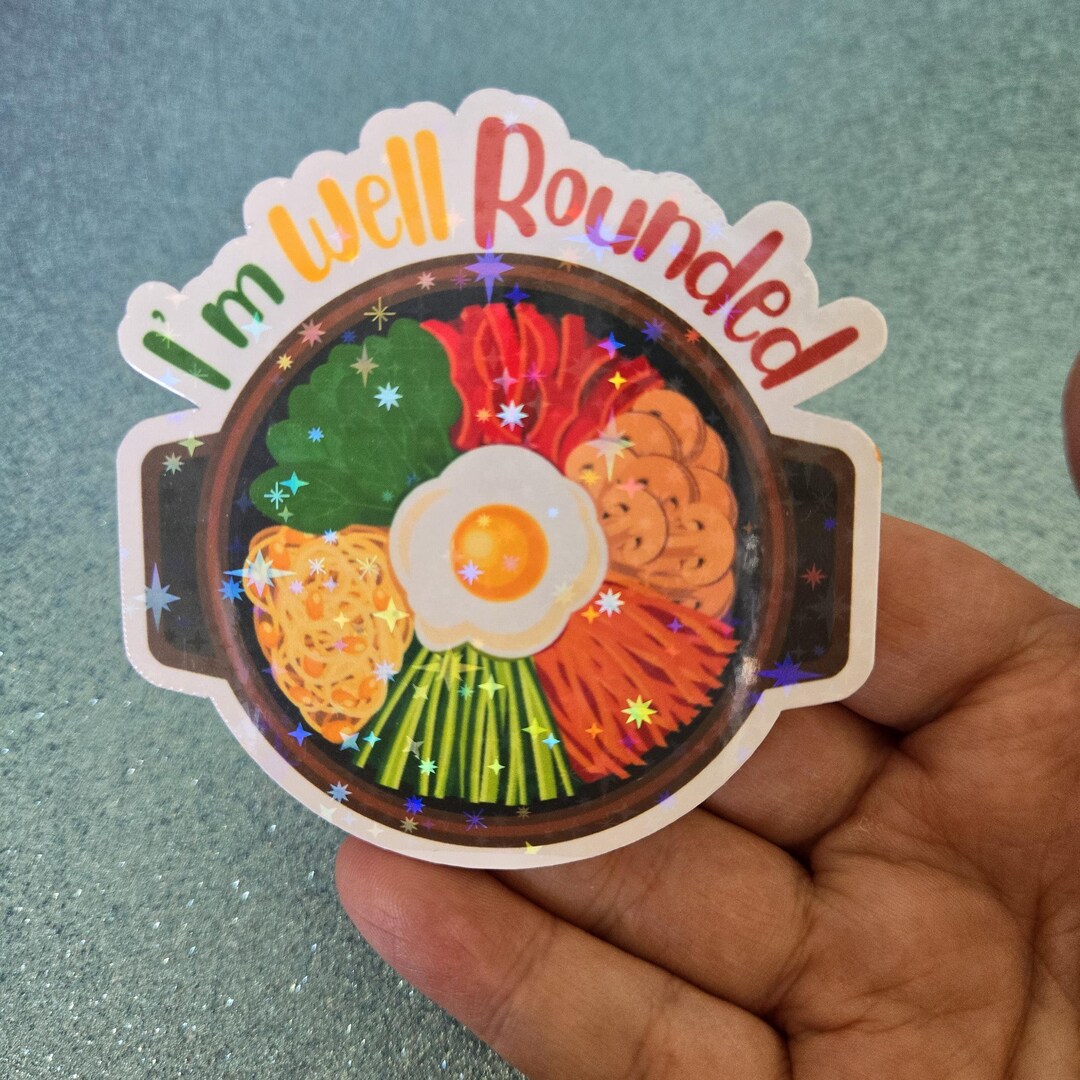 Bibimbap Sticker, Korean Food Sticker, Cute Food Glitter Stickers ...