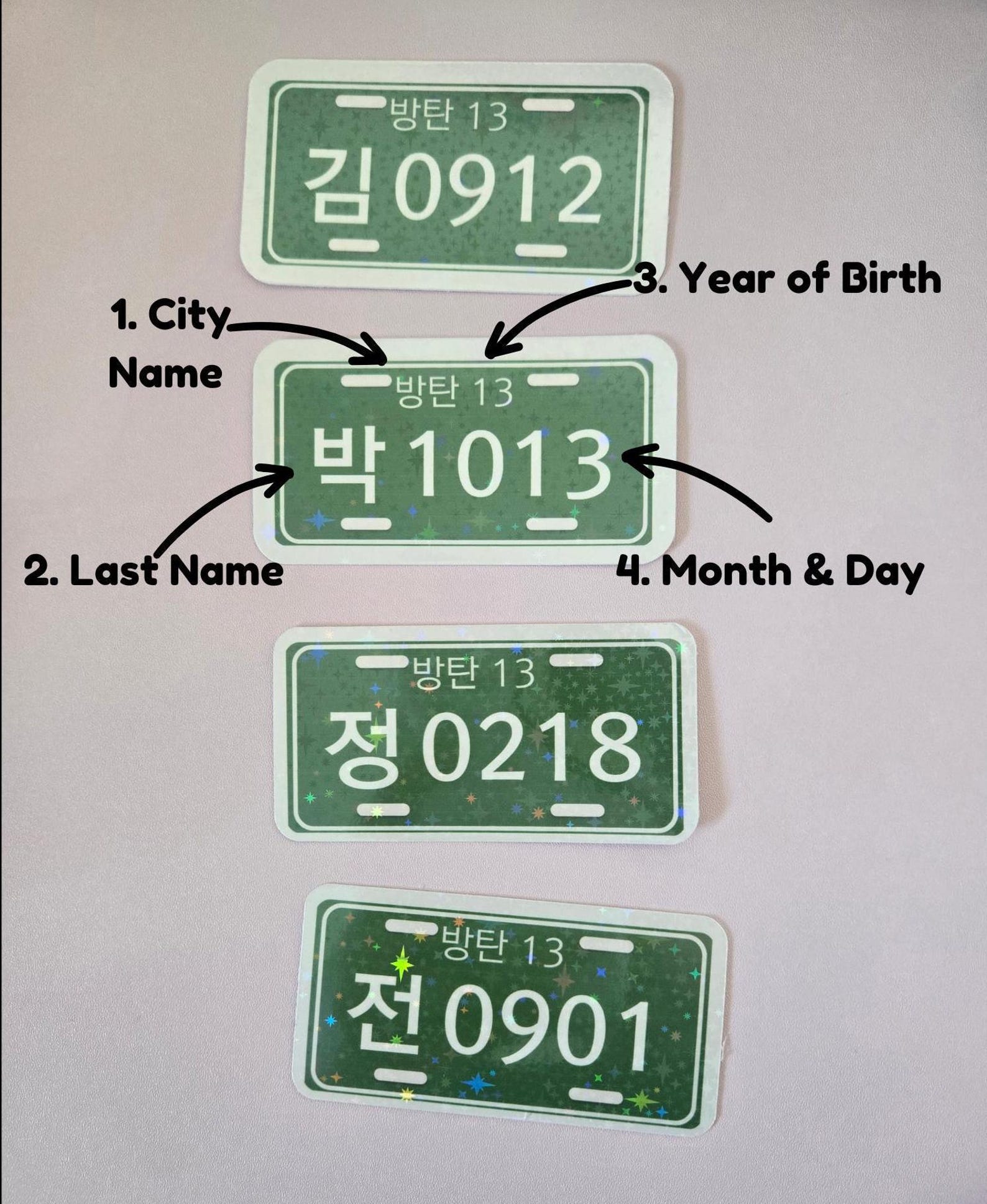 Korean License Plate Sticker, Personalized Birth Date Sticker, Korean ...