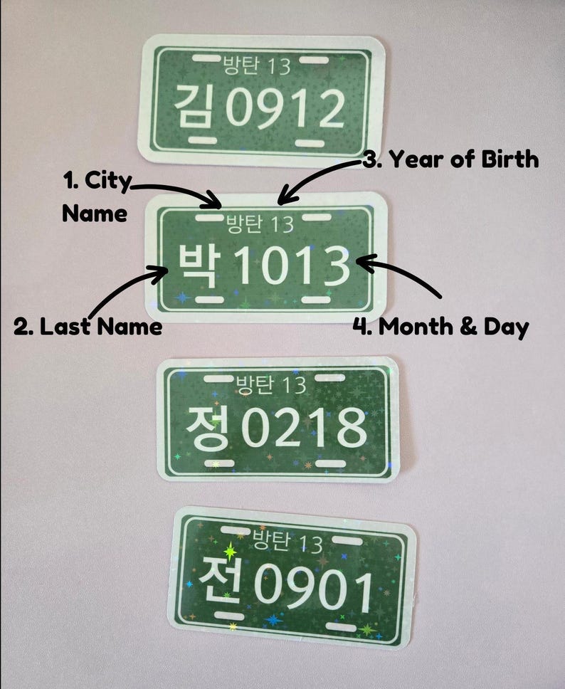 Korean License Plate Sticker, Personalized Birth Date Sticker, Korean ...