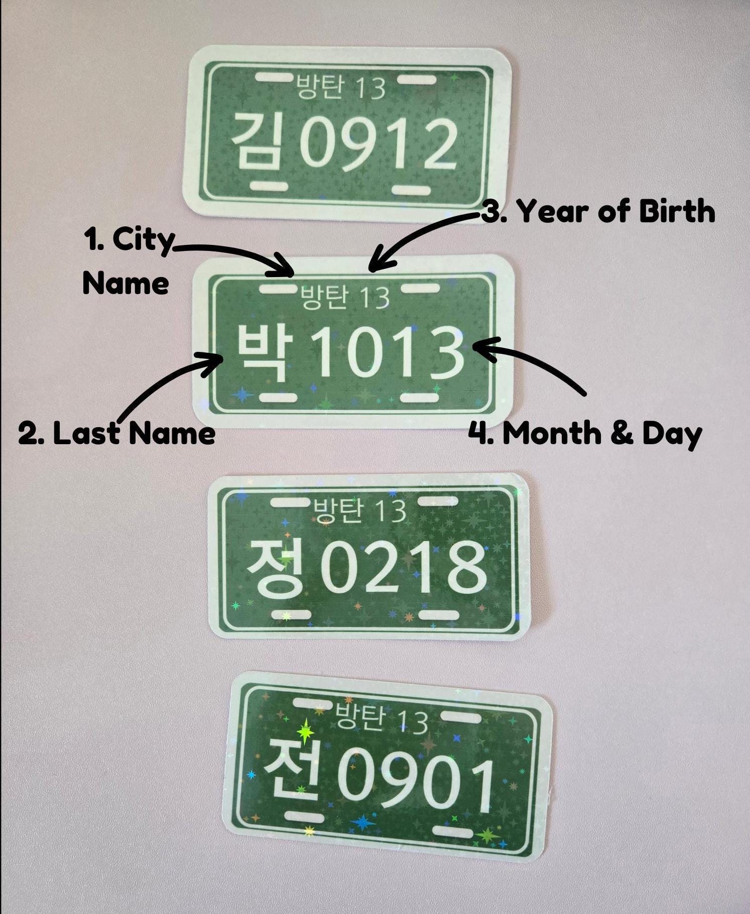 Korean License Plate Sticker, Personalized Birth Date Sticker, Korean ...