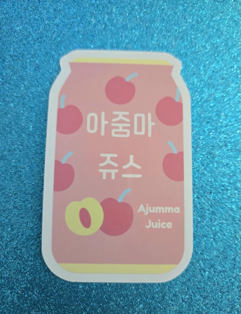 Ajumma Juice Sticker, Korean Old Lady, Korean Mom Sticker, Funny Korean ...
