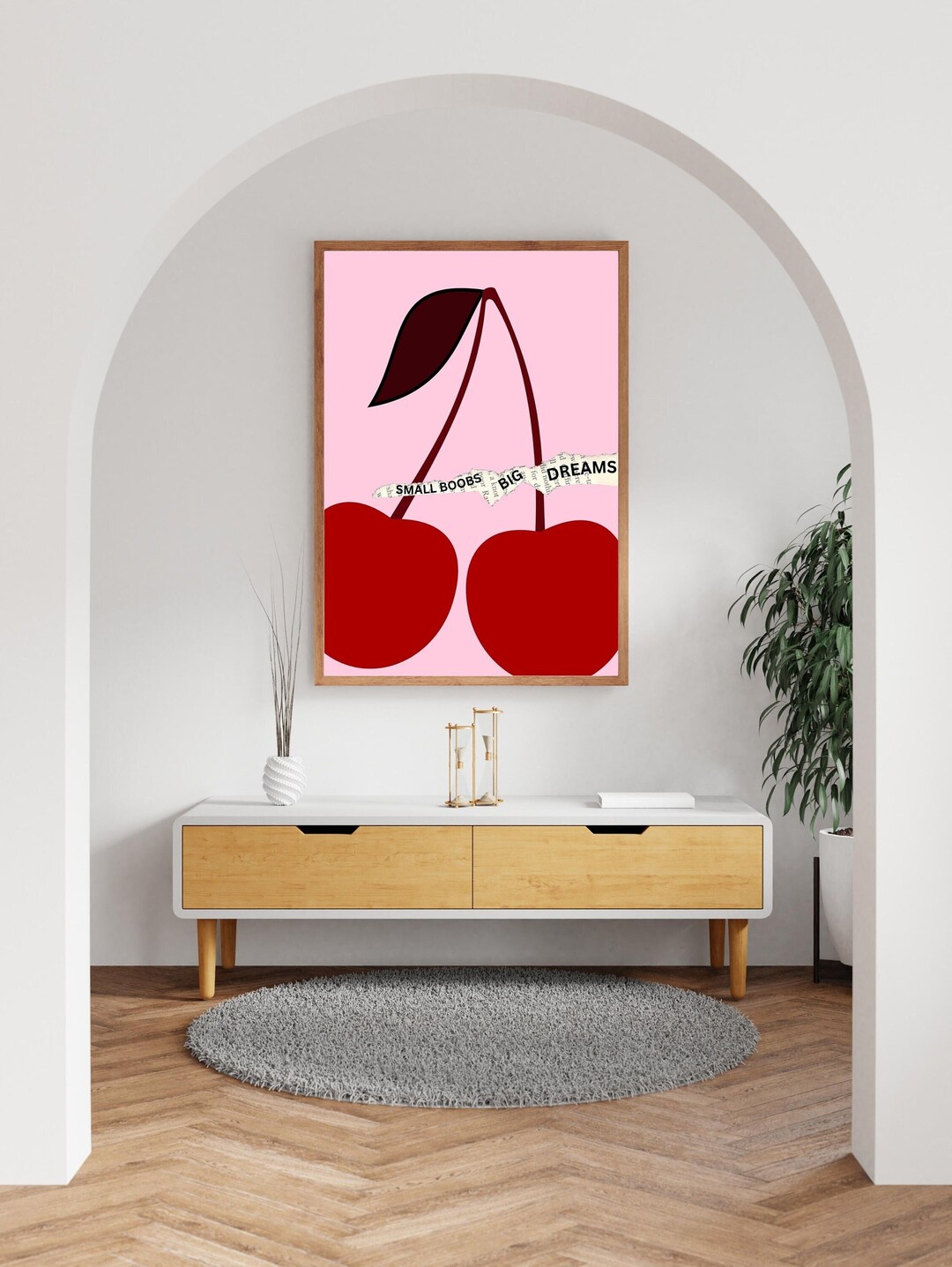 Modern Minimalistic Cherry Red Wall Art. Feminine Pop Culture - Etsy