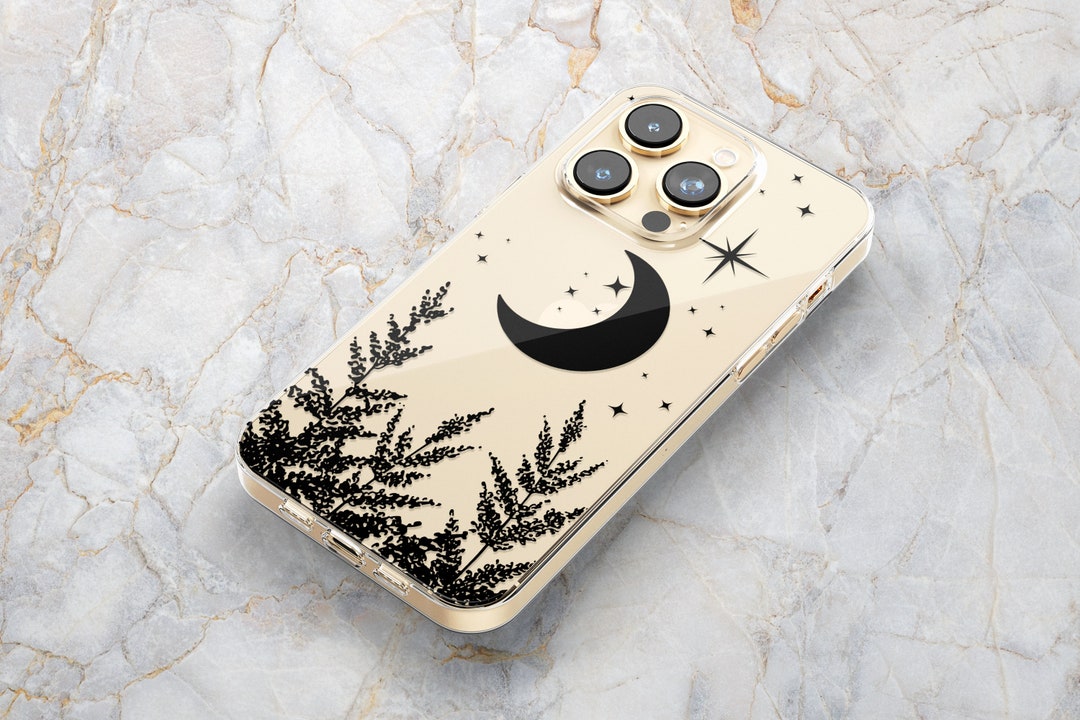 Moon & Stars Phone Case in Black/clear - Mystical Celestial Forest ...