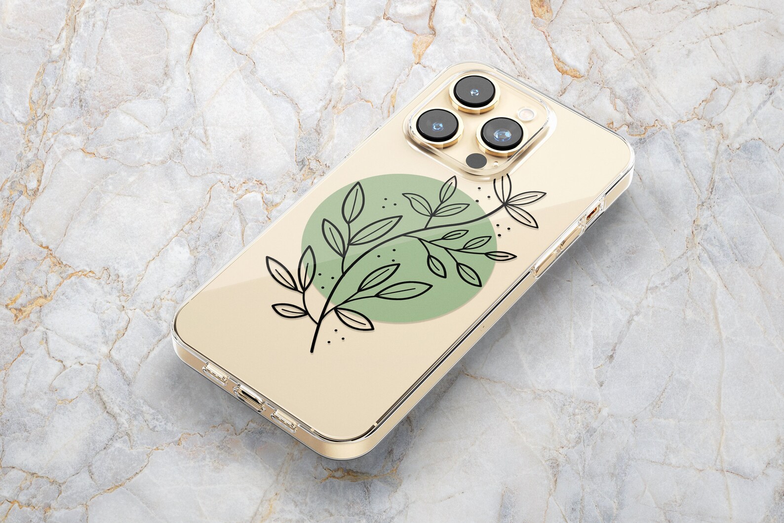 Line Art Leaf Phone Case in Sage Green & Clear Flower Line - Etsy
