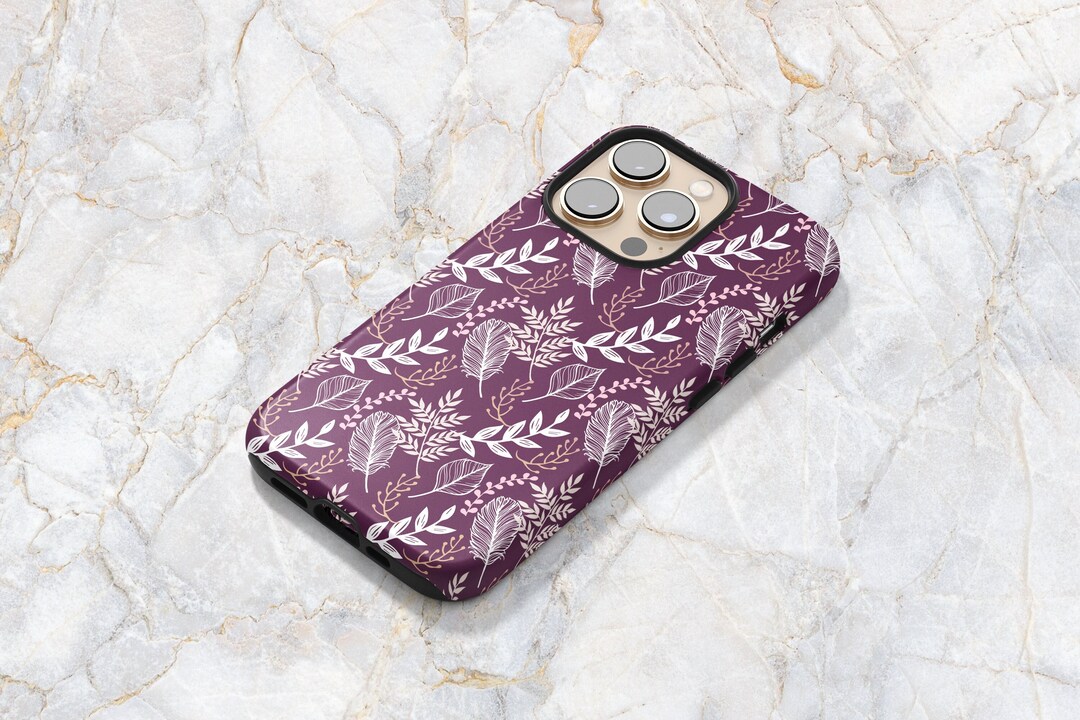 On Trend Winter Berry Purple Phone Case W/ Leaves & Plants - iPhone 15 ...