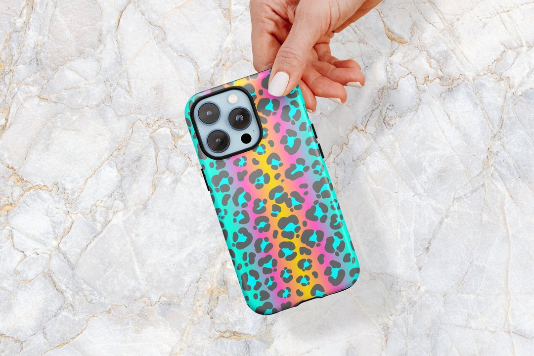 90's Nostalgia Rainbow Leopard Print Phone Case - Kidcore Aesthetic ...