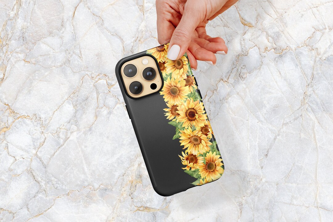 Sunflower Phone Case in Black - Fall Phone Case - Cottagecore Autumn ...