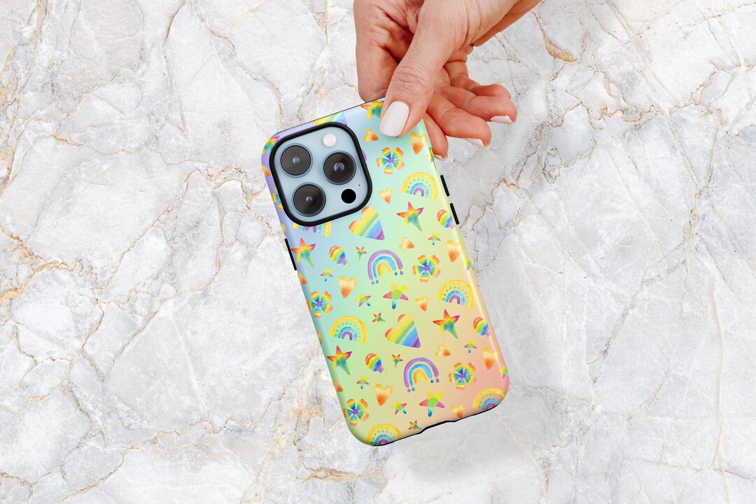 Rainbow Phone Case in 90's Aesthetic - Girly Y2K Fashion - Kidcore ...