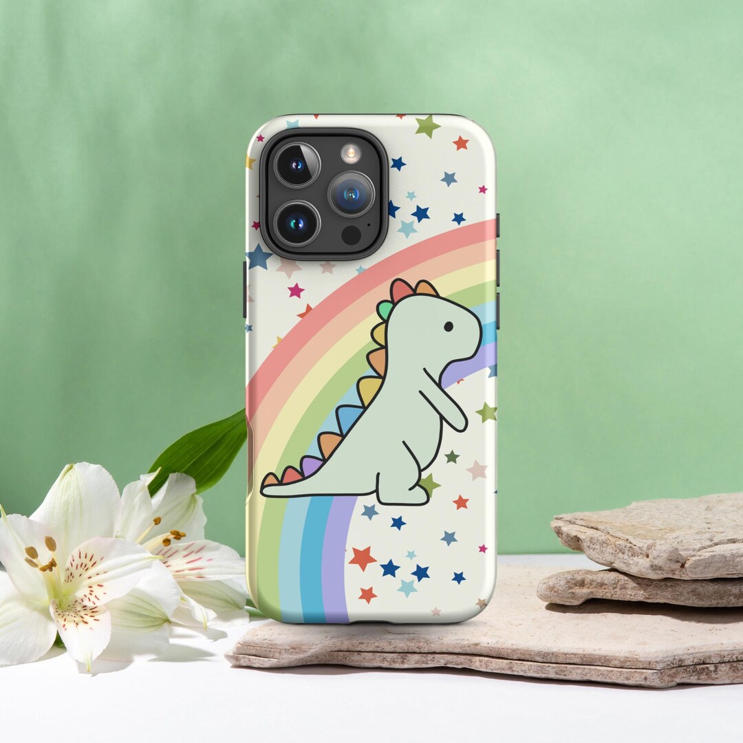 90's Nostalgia Rainbow Dinosaur Phone Case - Kidcore Aesthetic - Cute ...