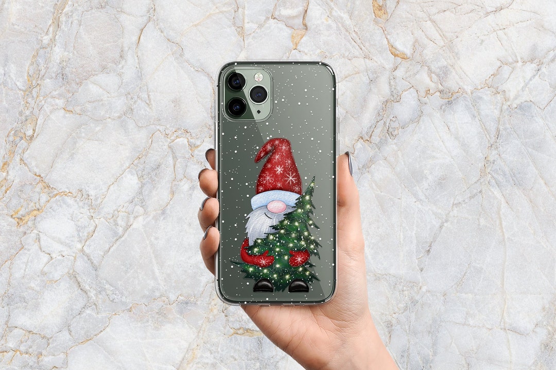 Trendy Christmas Gnome Phone Case W/ Christmas Tree in Clear - Winter ...