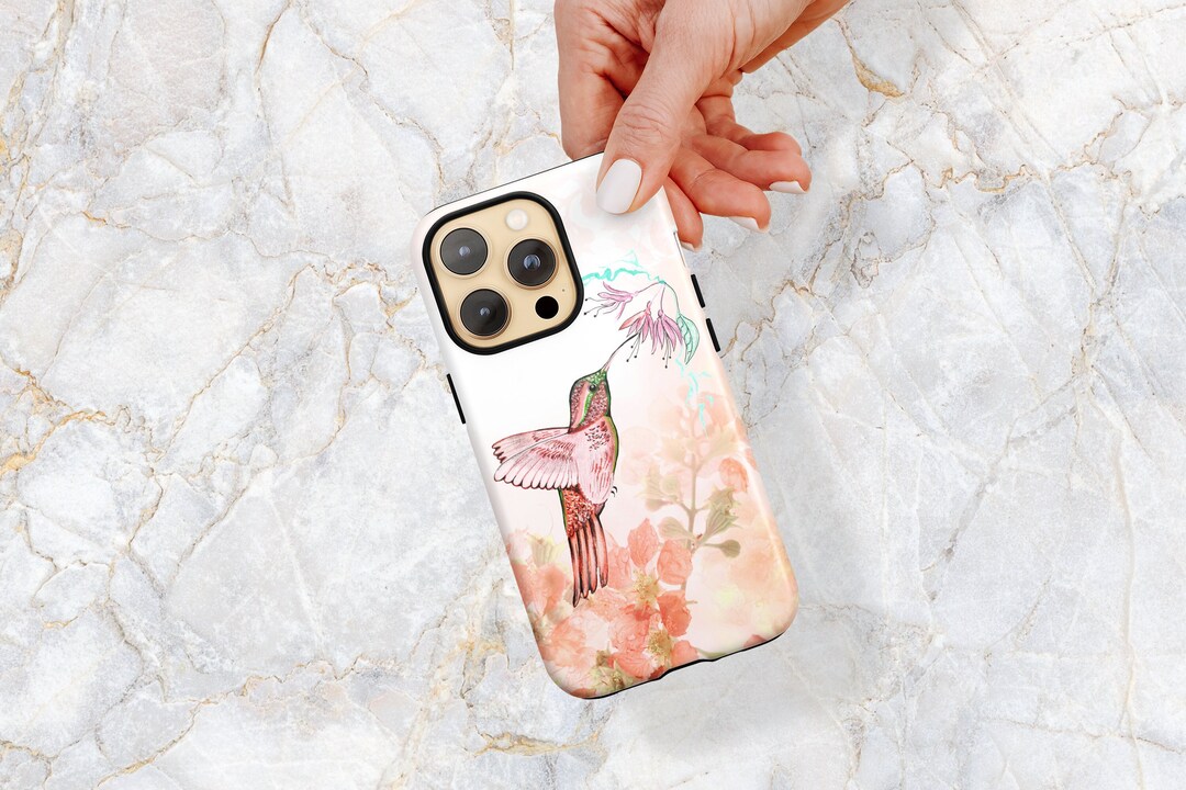 Hummingbird Phone Case W/ Pink Flowers - Bird Phone Case - Nature ...