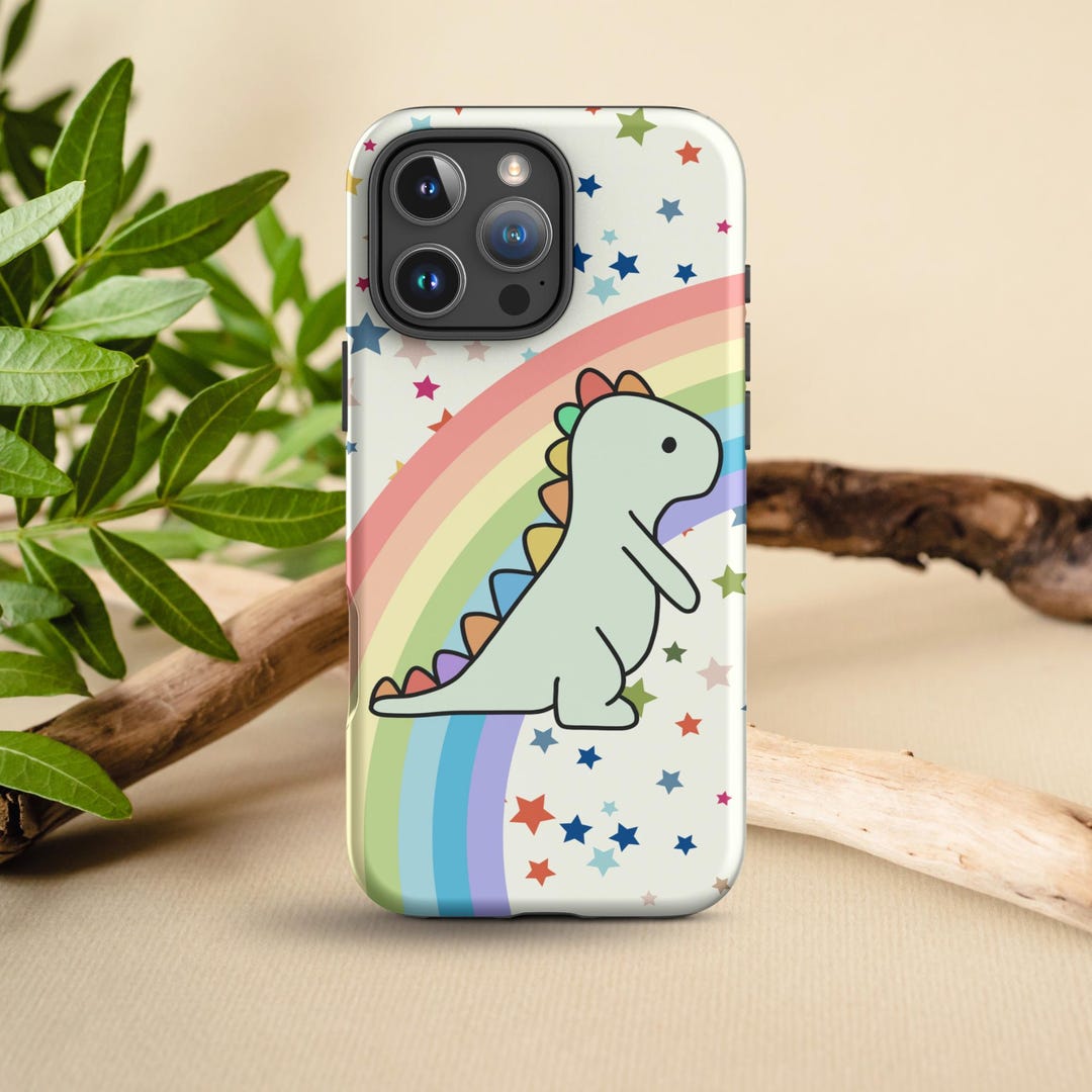 90's Nostalgia Rainbow Dinosaur Phone Case - Kidcore Aesthetic - Cute ...