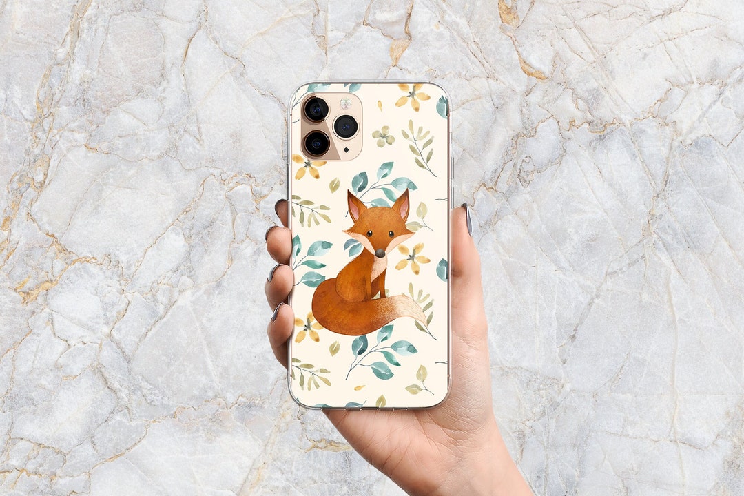 Cottagecore Woodland Fox Phone Case W/ Botanicals in Cream & Clear ...