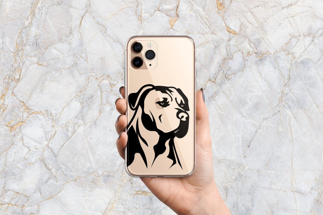 Pit Bull Phone Case in Black & Clear - Gift Pet Silhouette - Dog Phone ...