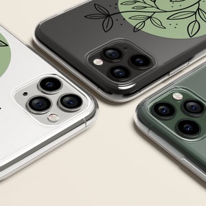 Line Art Leaf Phone Case in Sage Green & Clear Flower Line Drawing ...