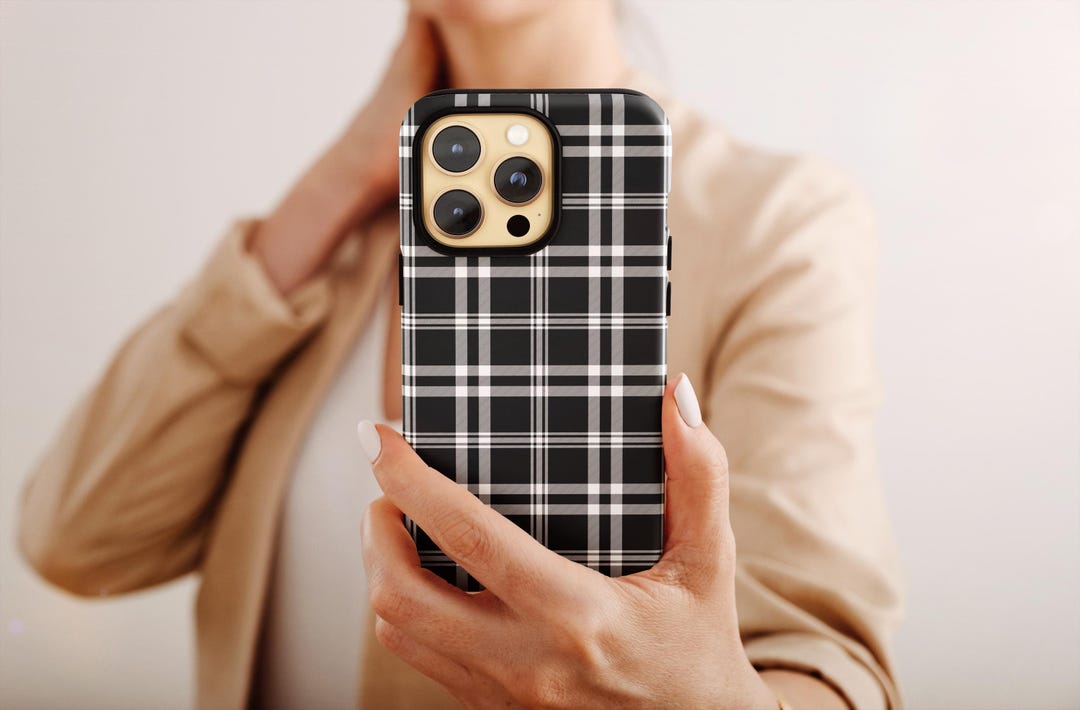Plaid Phone Case in Black & White - Modern Winter Phone Case - iPhone ...