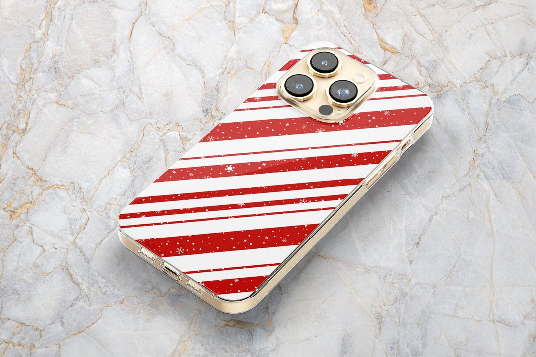 Peppermint Candy Cane Phone Case in Clear - Winter Christmas Phone Case ...