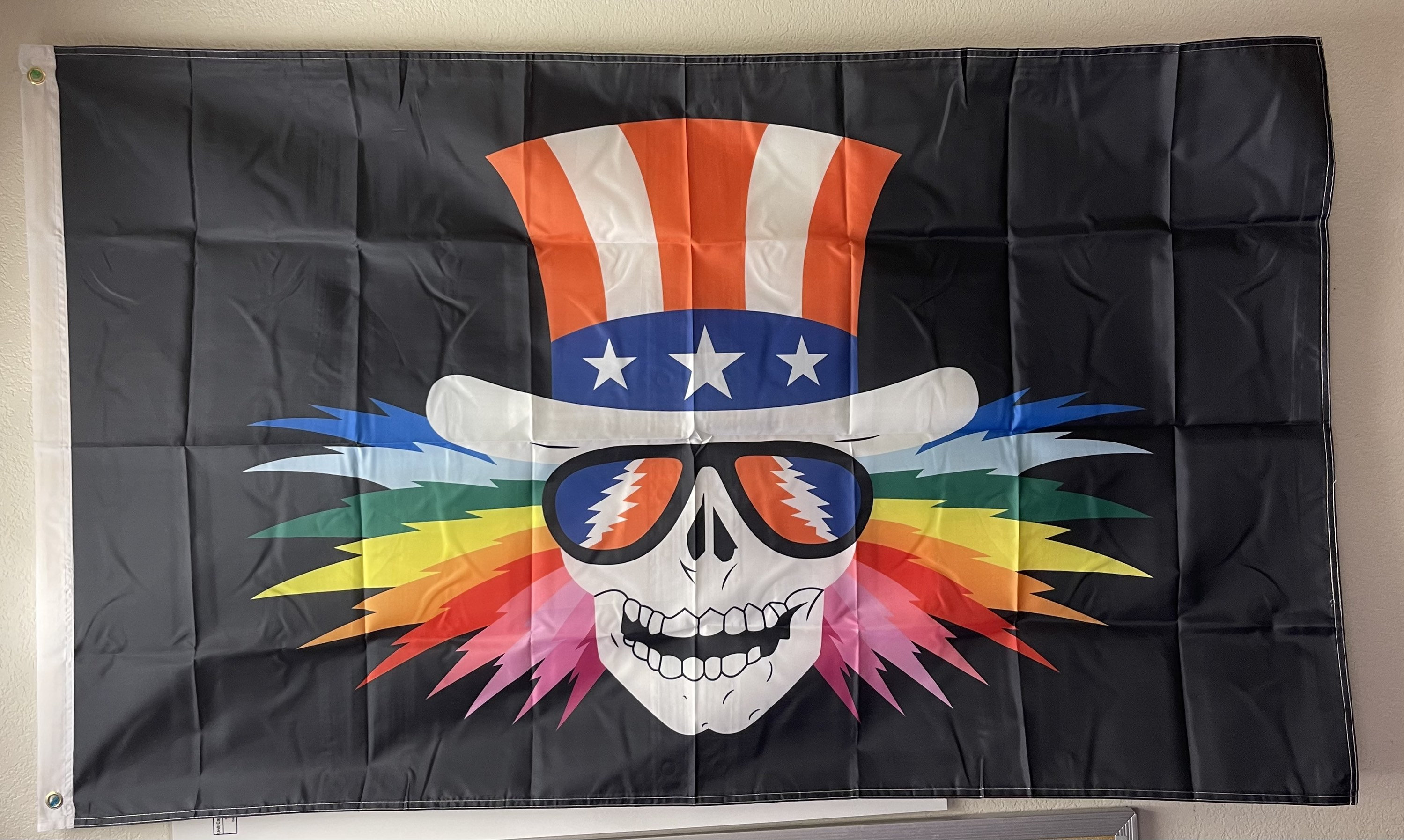 New Grateful Dead 3x5ft Banner Flag Jerry Garcia Uncle Sam Top Hat ...
