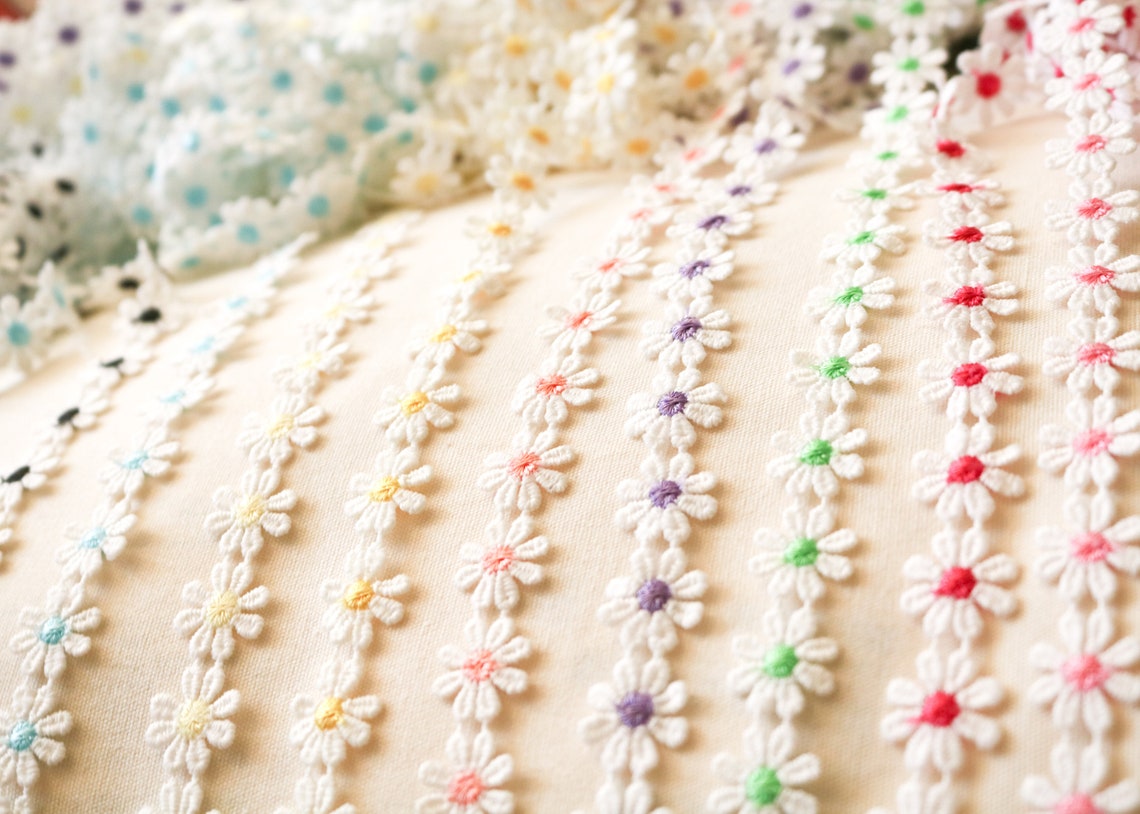 Mini Daisy Trim Sunflower Chain Trim Sunflower Embroider | Etsy