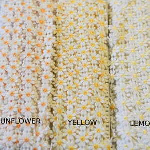 Mini Daisy Trim, Sunflower Chain Trim, Sunflower Embroider Applique ...