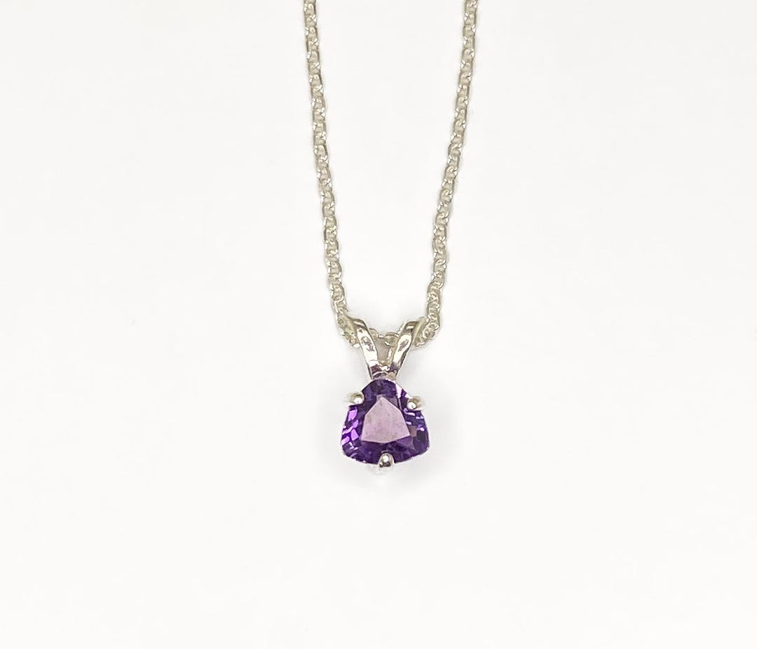 5 Mm Trillion Amethyst Sterling Silver Small Pendant Necklace - Etsy