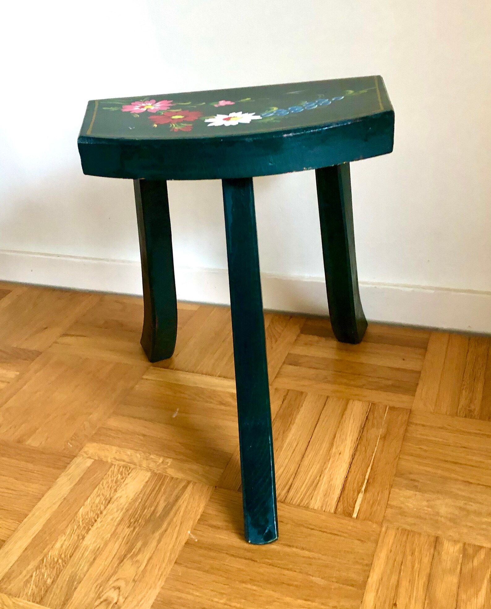 Milk Stool Milk Chair Dark Green Ornamented Painting Foot - Etsy