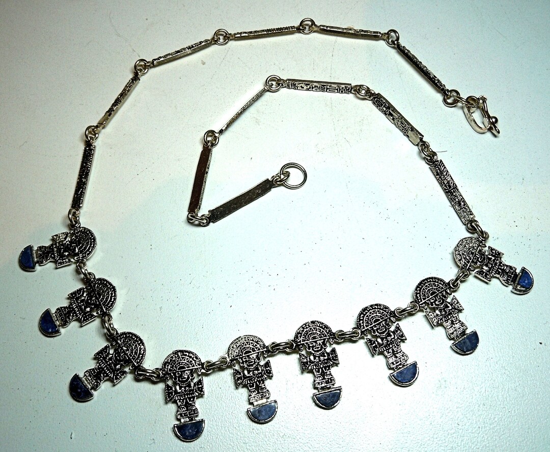 Vintage Collier Inka Tumi Heilgott INTI mit Lapislazuli - Etsy.de
