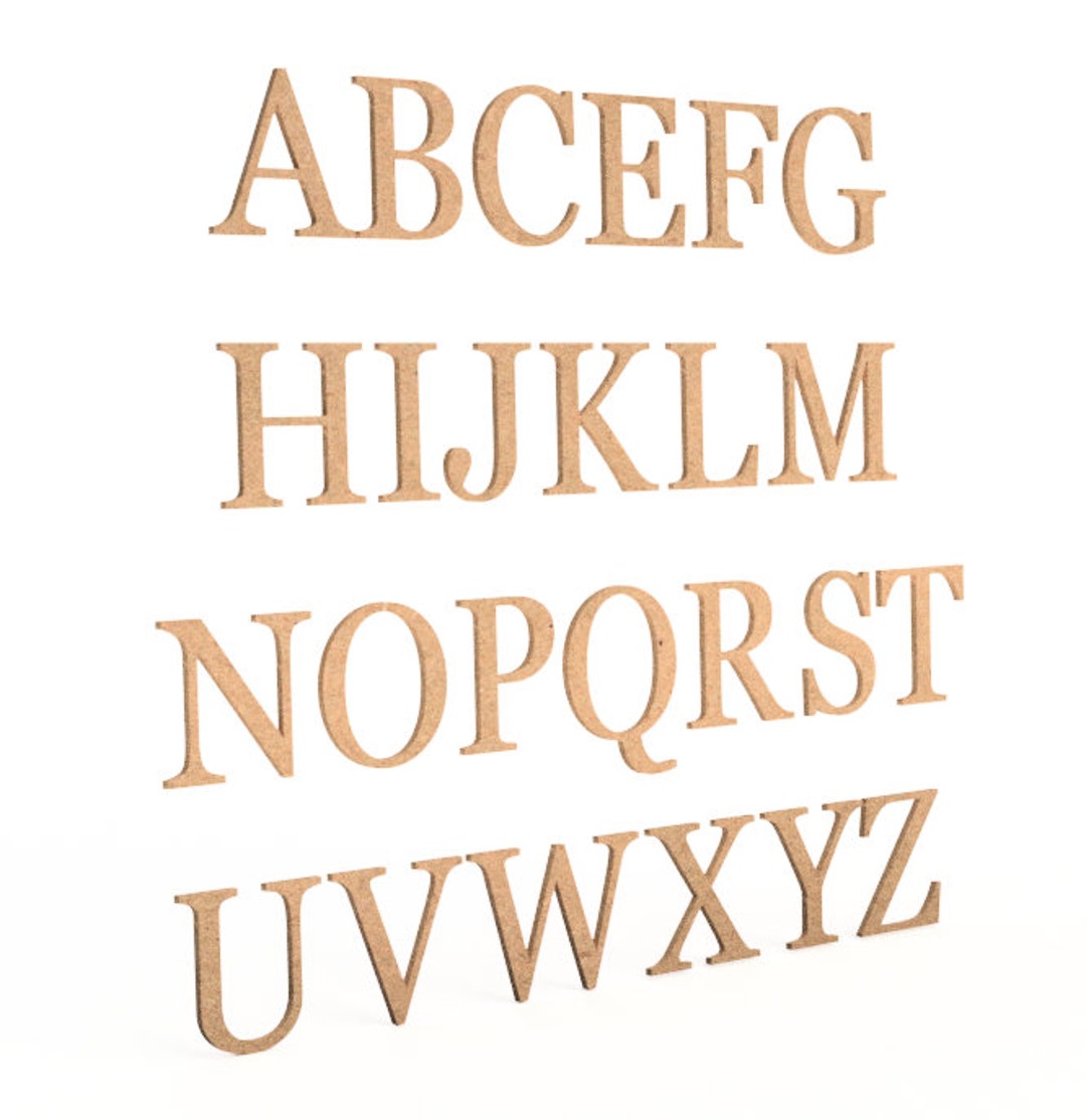 Full Alphabet 6" Inch MDF Wood Letters in Standard Serif Type Face Font ...