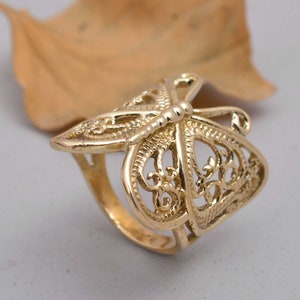 Butterfly Ring, 18k Gold Ring, Insects Ring, Butterfly Gold Ring ...