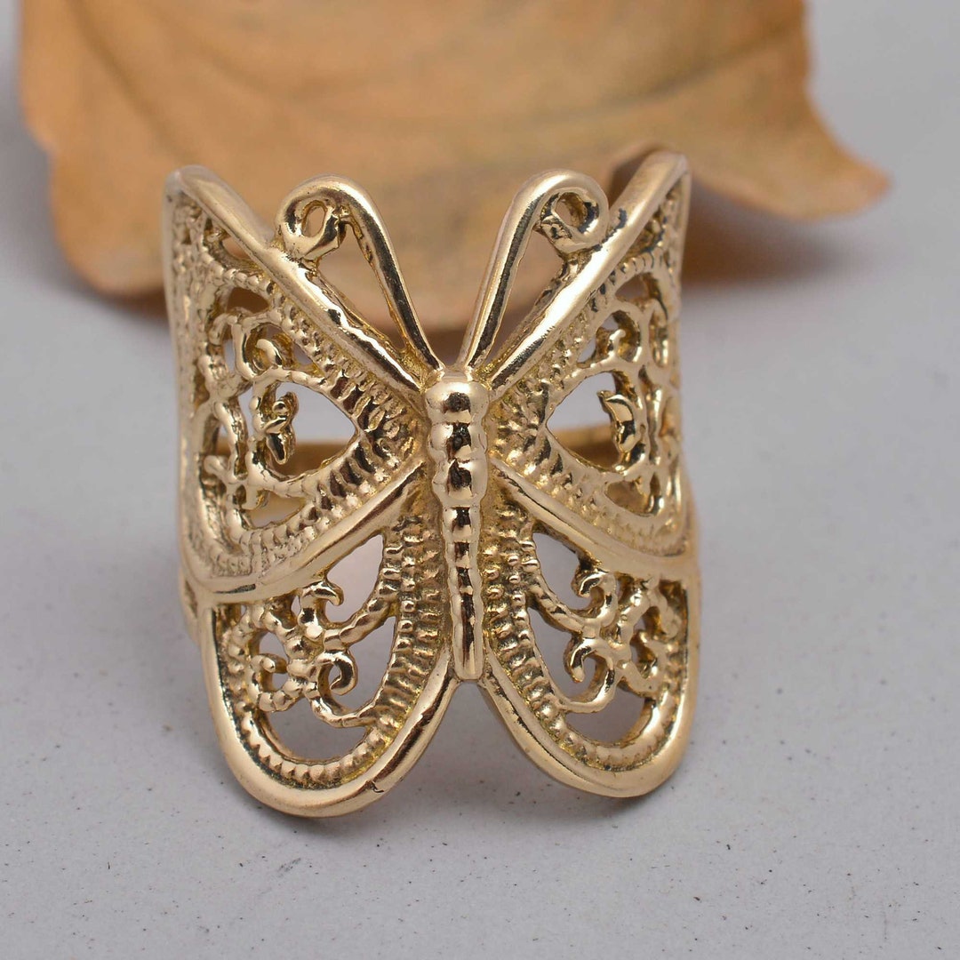 Butterfly Ring, 18k Gold Ring, Insects Ring, Butterfly Gold Ring ...
