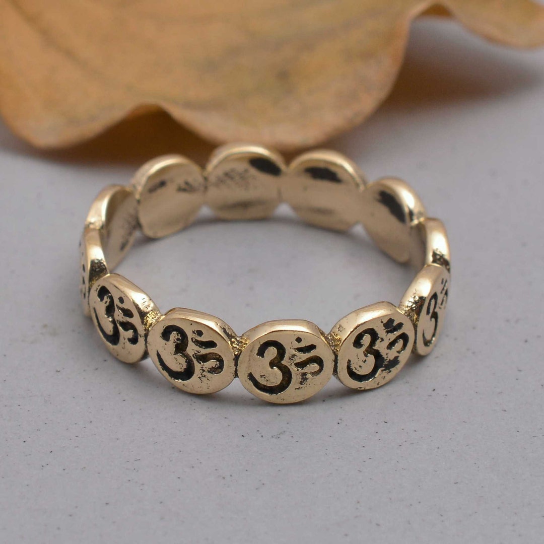 Om Ring, 18k Gold Plated Ring, Om Symbol Ring, Ohm Ring, Handmade Yoga ...