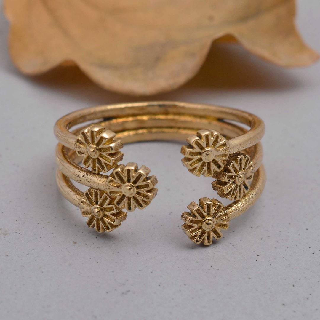 Adjustable Flower Ring 18k Gold Floral Ring Rings for Women - Etsy