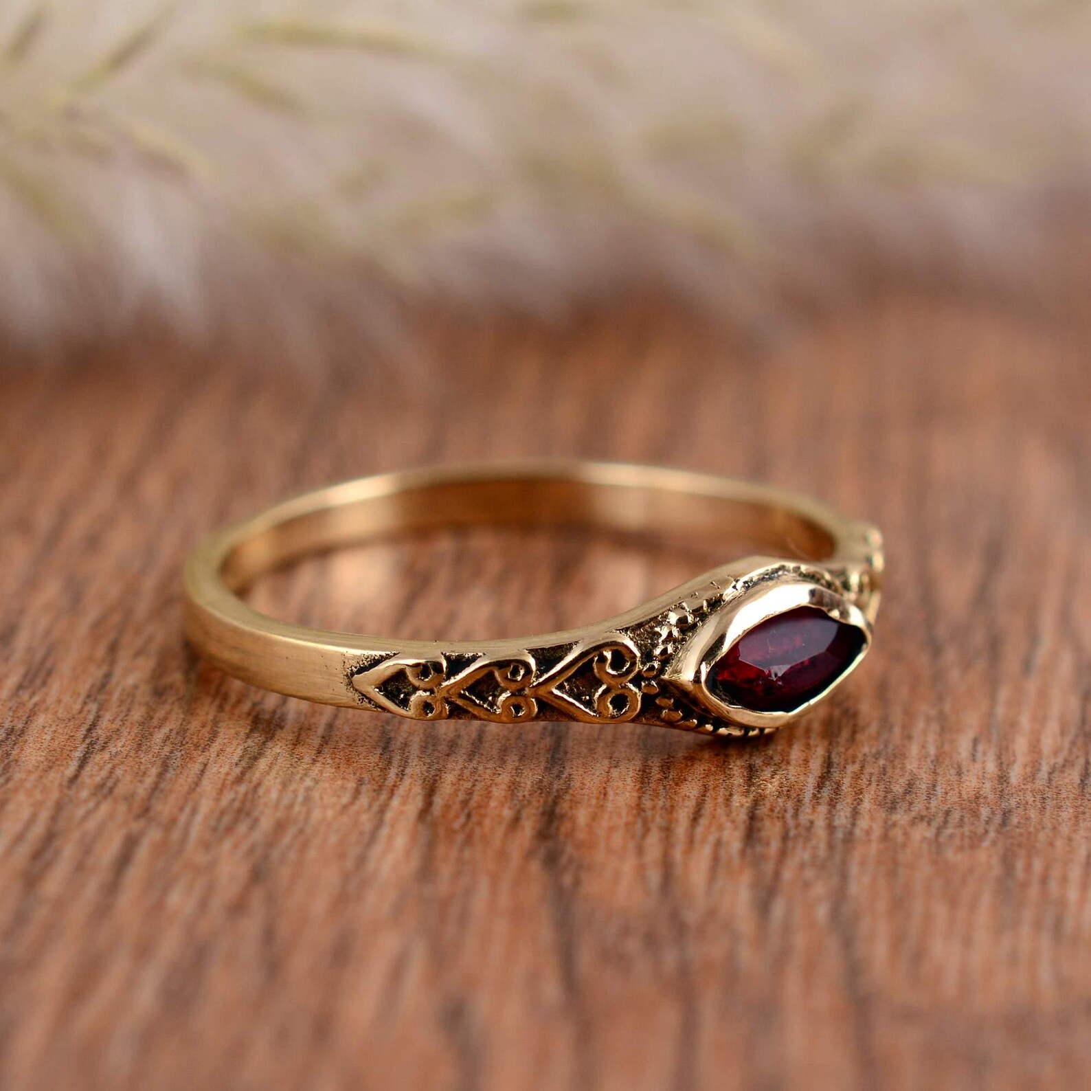 Natural Garnet Ring,birth Stone Ring,garnet Gemstone Ring,minimalist ...