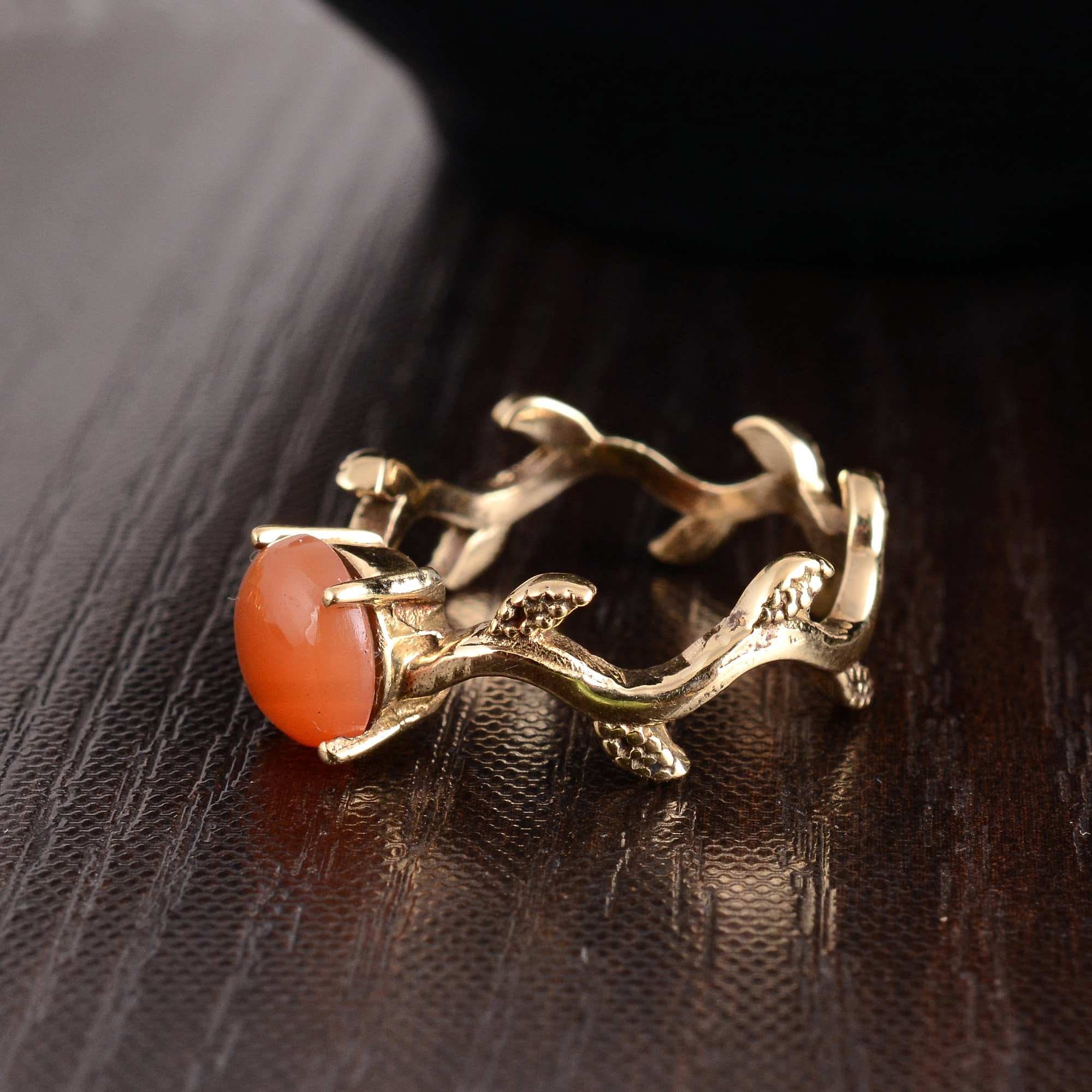 Carnelian Ring, Branch Ring, Natural Carnelian, Gold Ring for Women ...