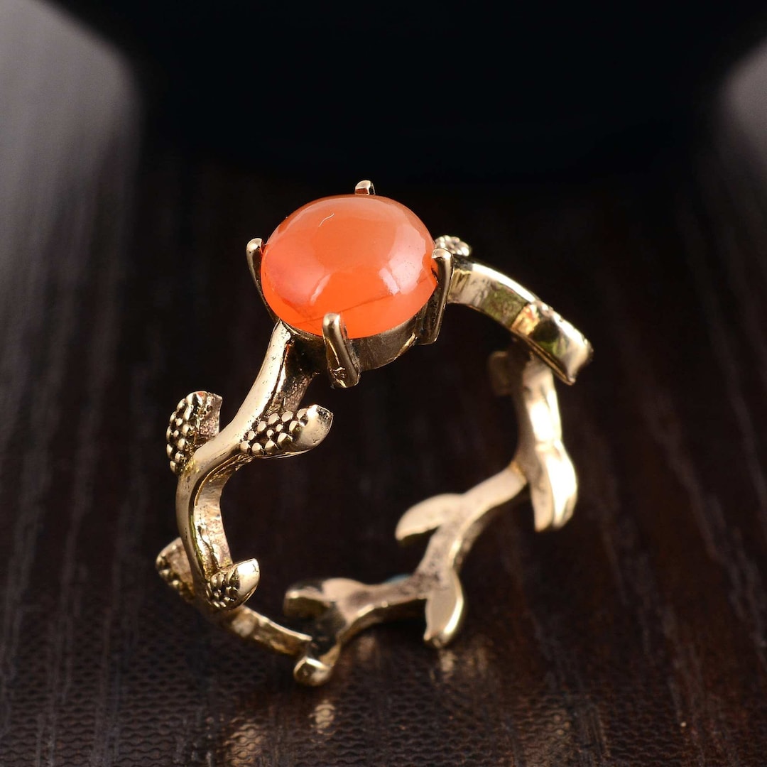 Carnelian Ring, Branch Ring, Natural Carnelian, Gold Ring for Women, Engagement Ring, Carnelian ...