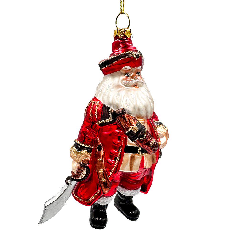 Santa Pirate Glass Christmas Ornament, Sea Sailer Bandit Unique Tree ...