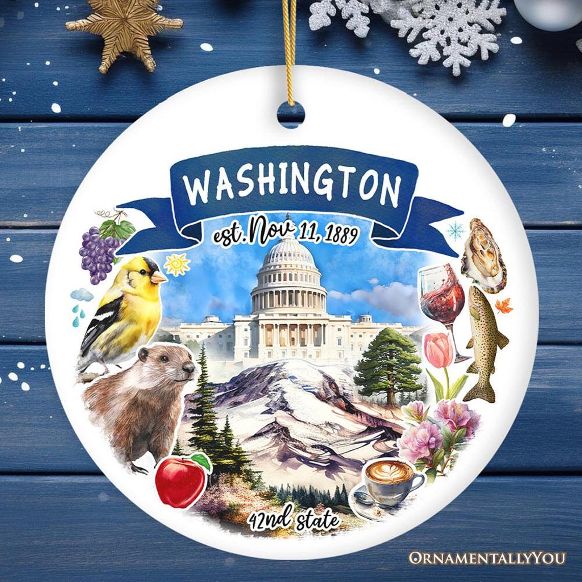 Artistic Washington State Themes and Landmarks Christmas Ornament - Etsy