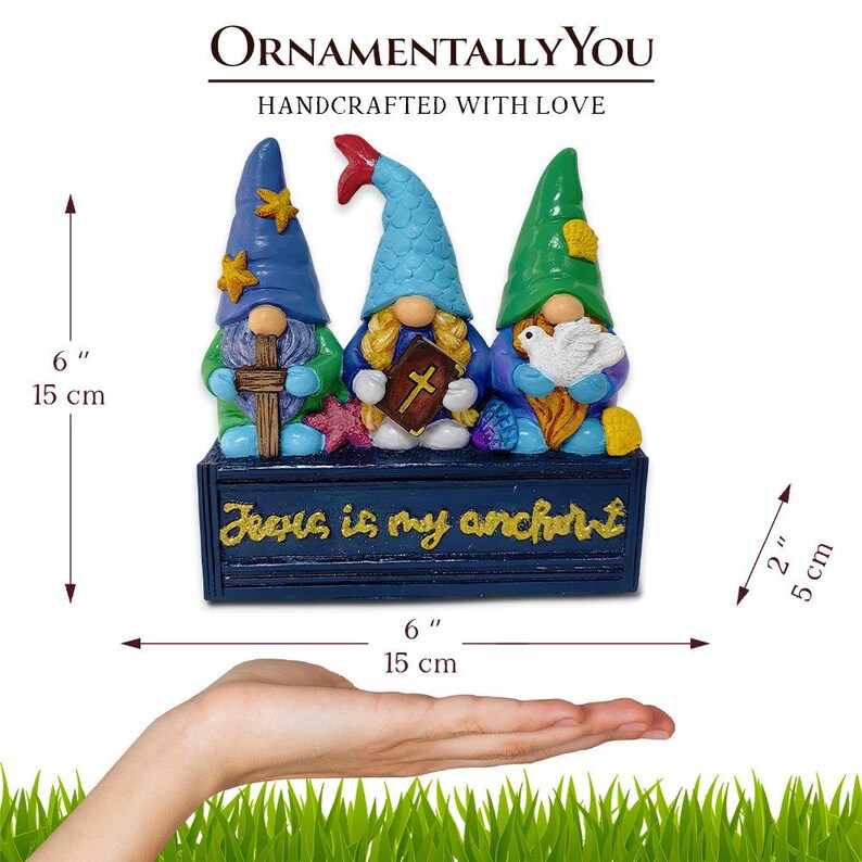 Nautical Themed Religious Gnome Figurine, Jesus is My Anchor 6" Beach ...