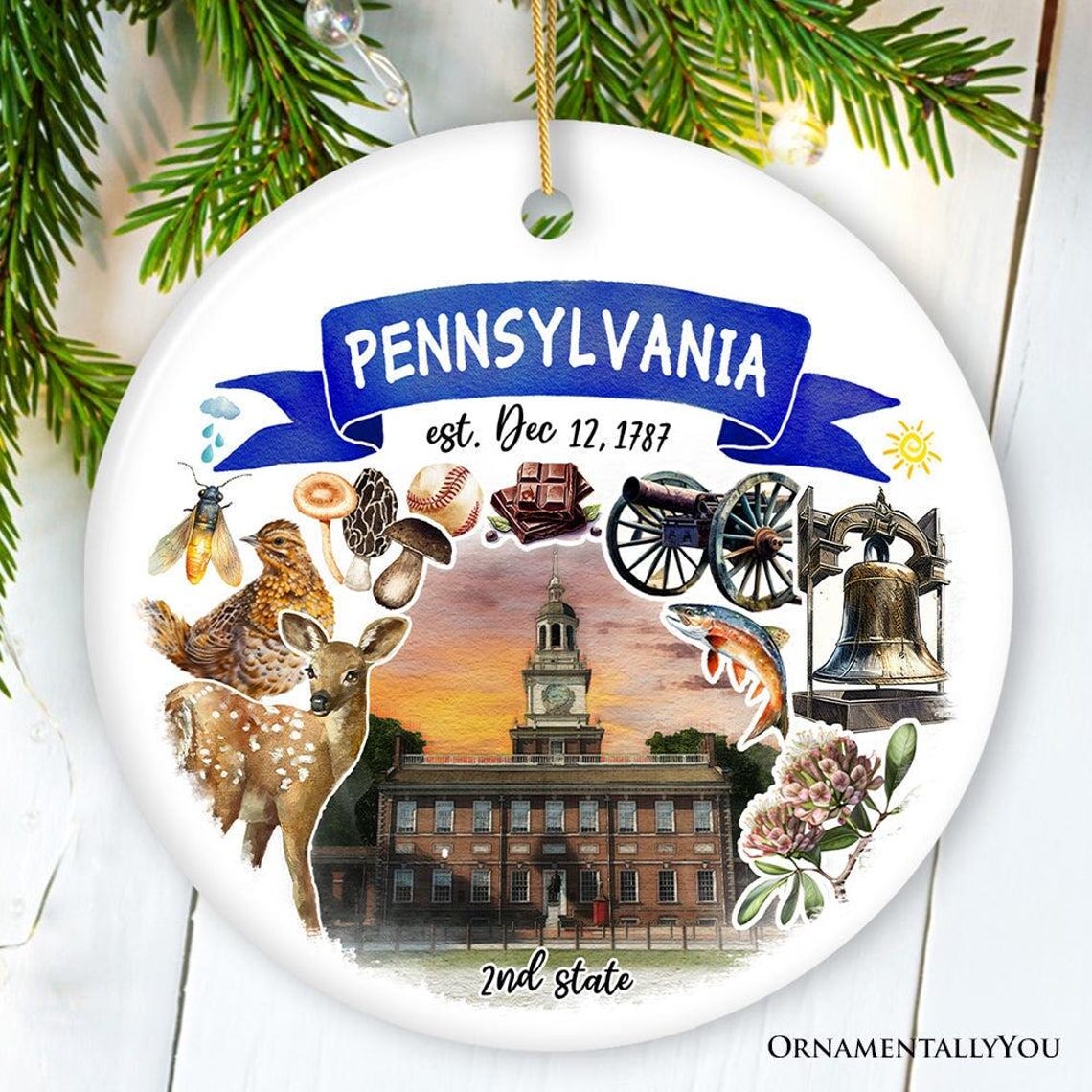 Artistic Pennsylvania State Themes and Landmarks Christmas Ornament - Etsy