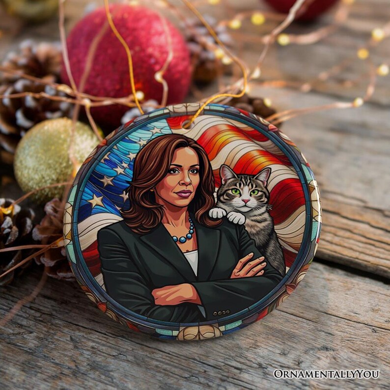Kamala Harris Patriotic Paws Ornament, Inspiring Symbol of Strength and ...