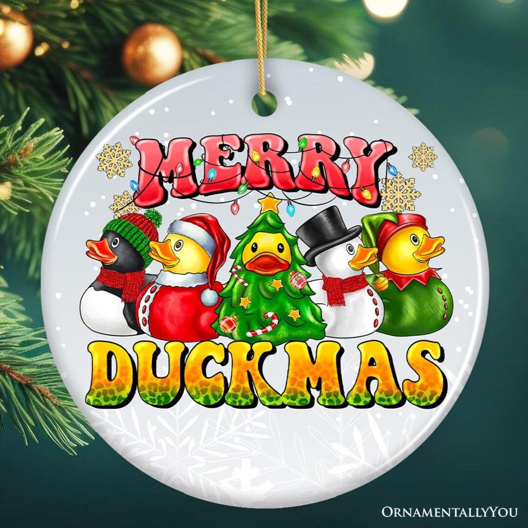 Merry Duckmas Christmas Ornament, Whimsical Rubber Duck Themed Holiday ...