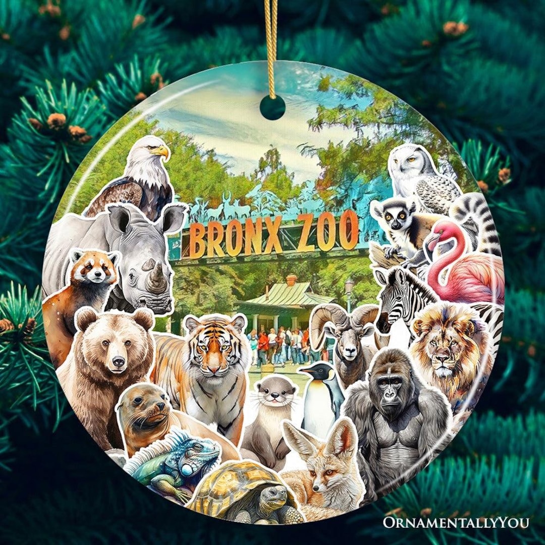 Bronx Zoo Animal Collage Ceramic Ornament, New York City Traveler ...