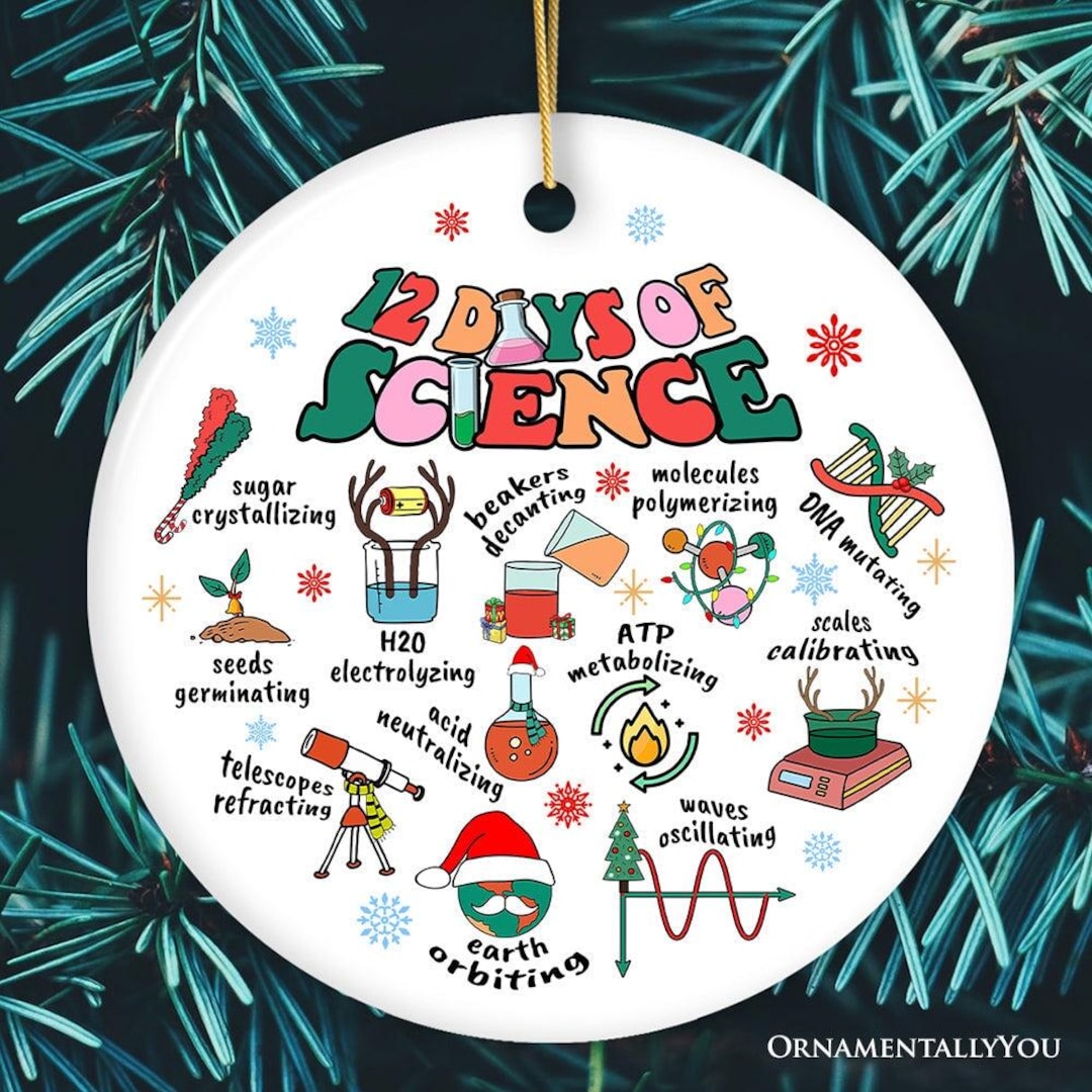 12 Days of Science Ornament, Christmas Gift for Scientist Nerd or ...