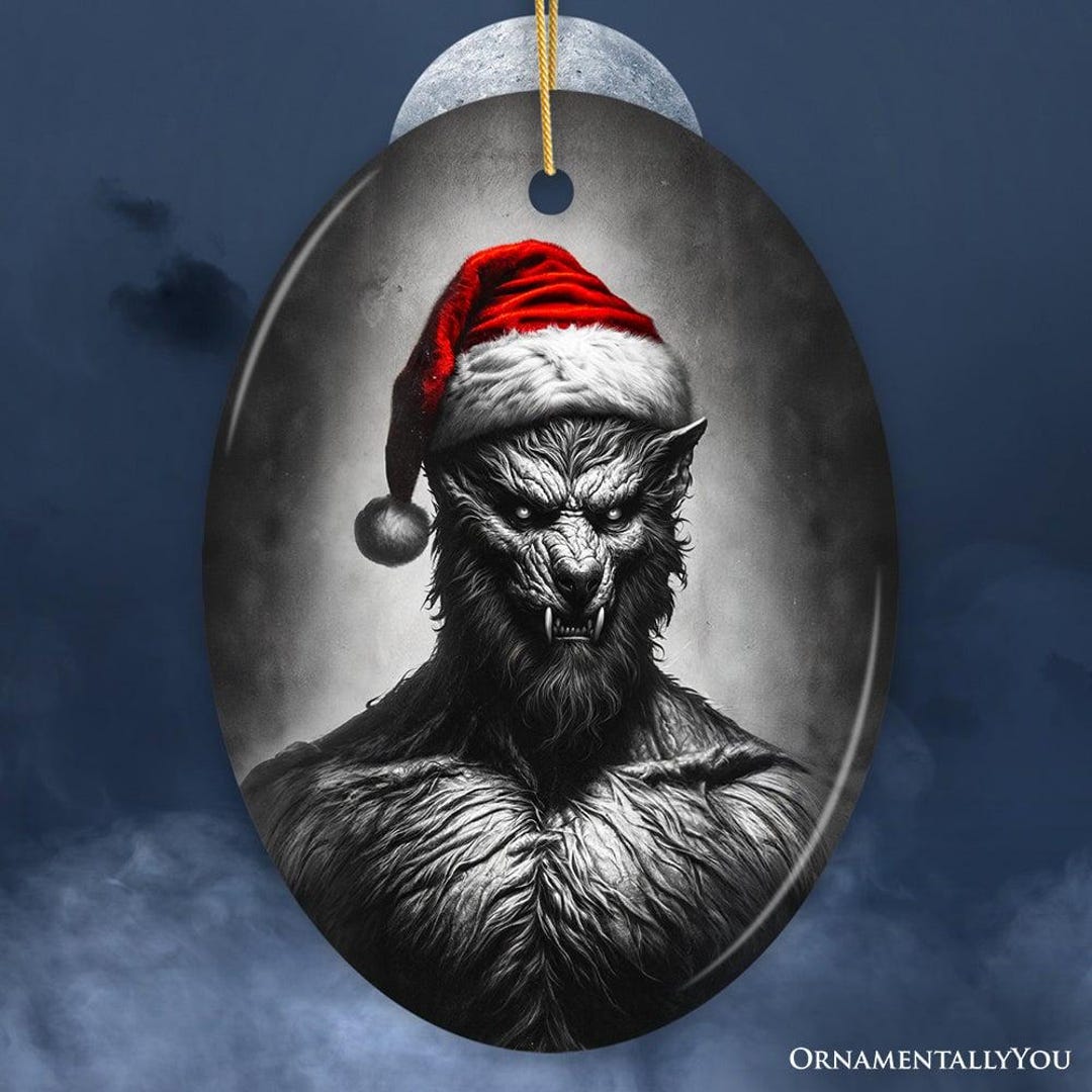 Beastly Werewolf With Santa Hat Ornament, Frightening Holiday Keepsake ...
