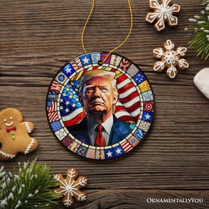 Donald Trump in Stained Glass Style Ornament, 2024 Election Support ...