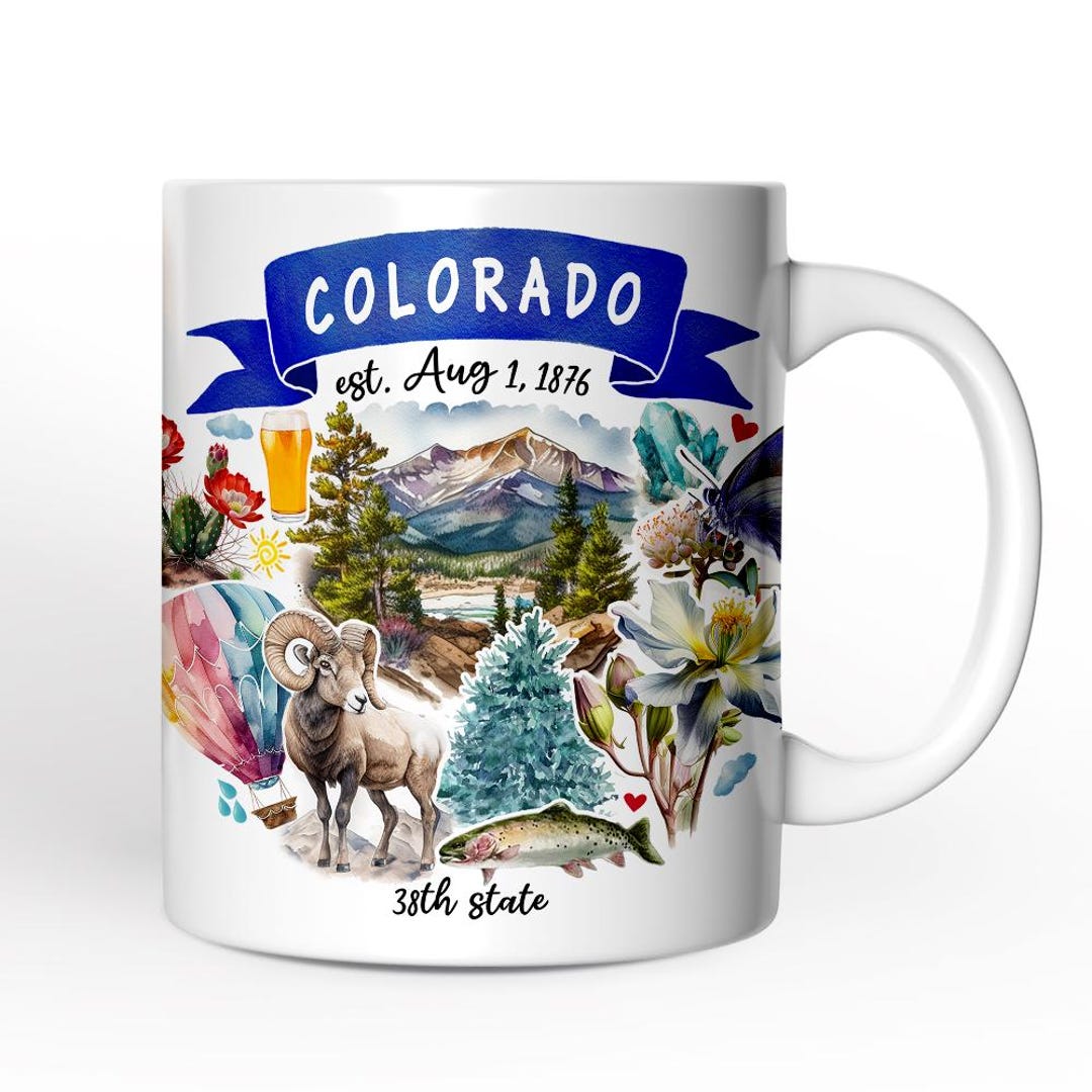 Artistic Colorado State Themes and Landmarks Personalized Mug With ...
