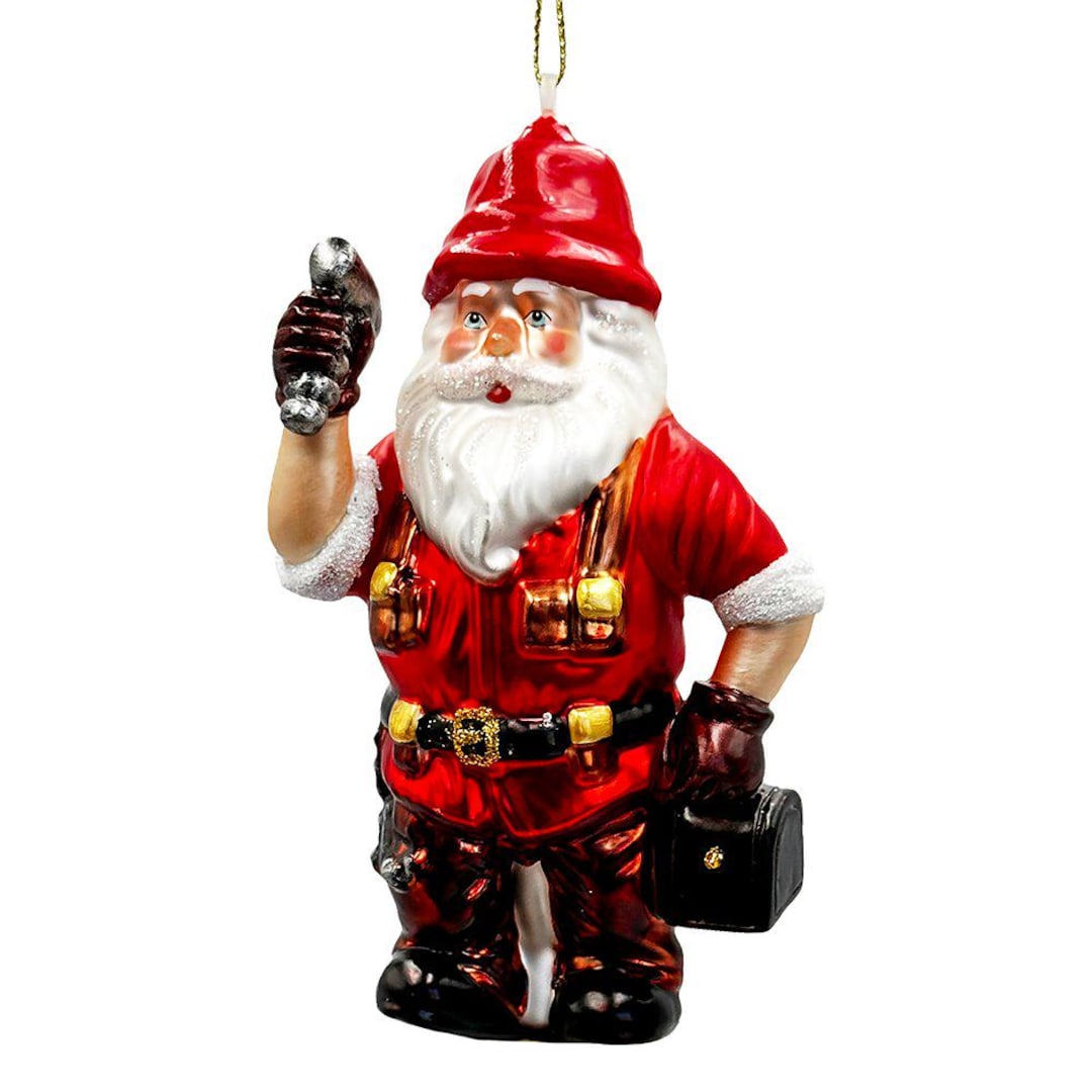 Handyman Santa Glass Ornament, Skilled Builder, Tradesman and Repairman ...